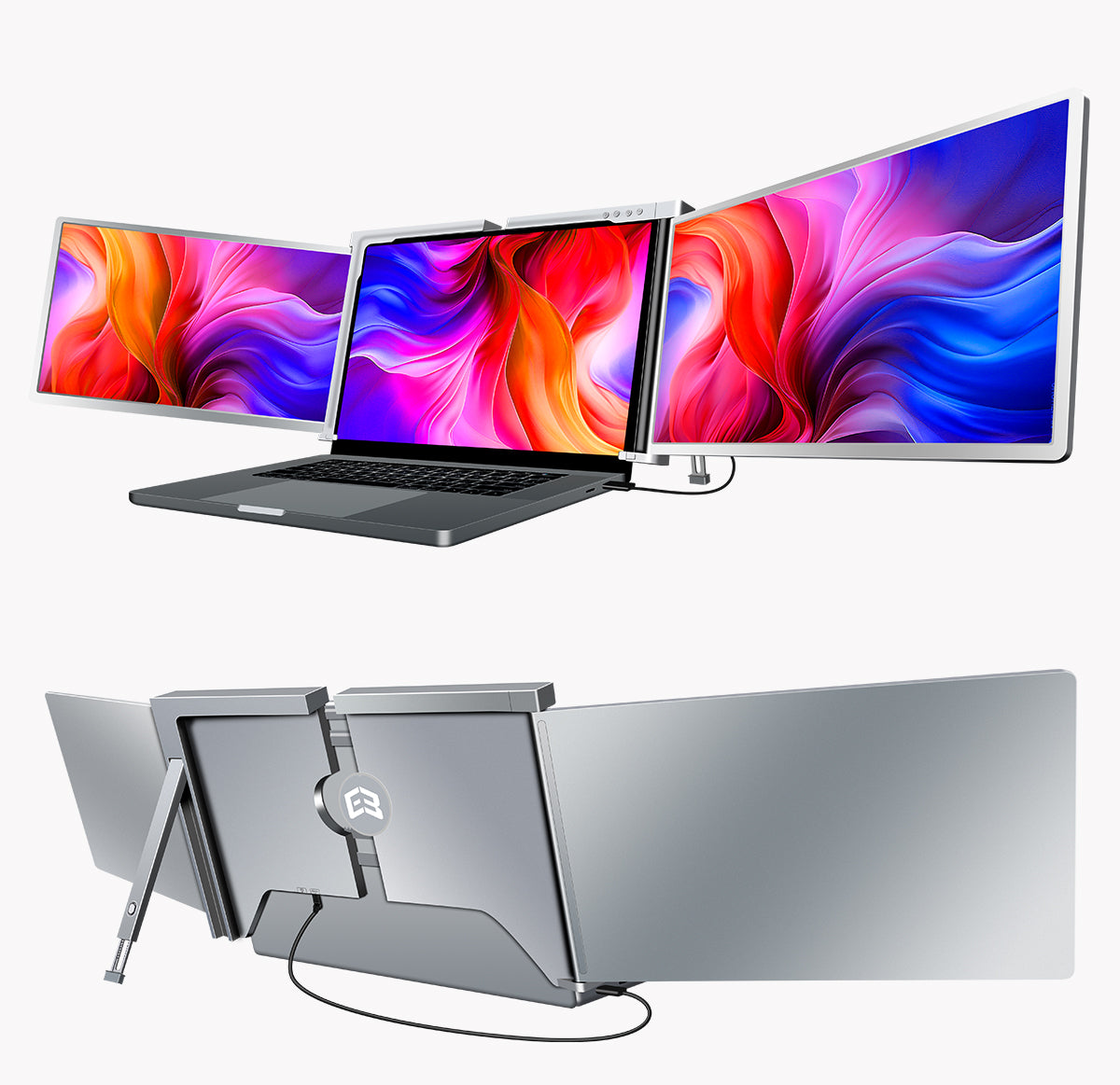 E3 Advance 15-inch Tri-Screen Monitor - Full HD, Plug & Play, Grijs